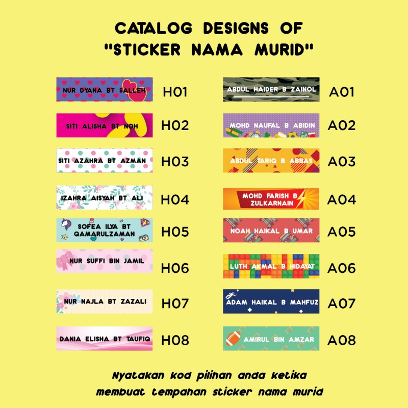 Sticker Nama Murah Kalis Air - Setailo Sticker Nama Murid